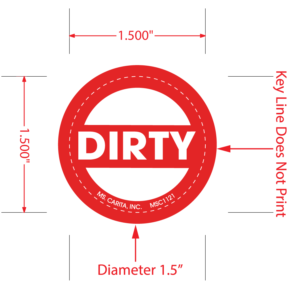 Dirty Labels, 1.5 Inch, 1000 per Roll – Ms. Carita