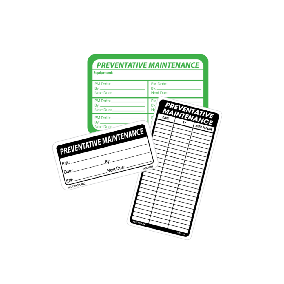 Preventive Maintenance Labels, Decals, and Stickers | Ms. Carita